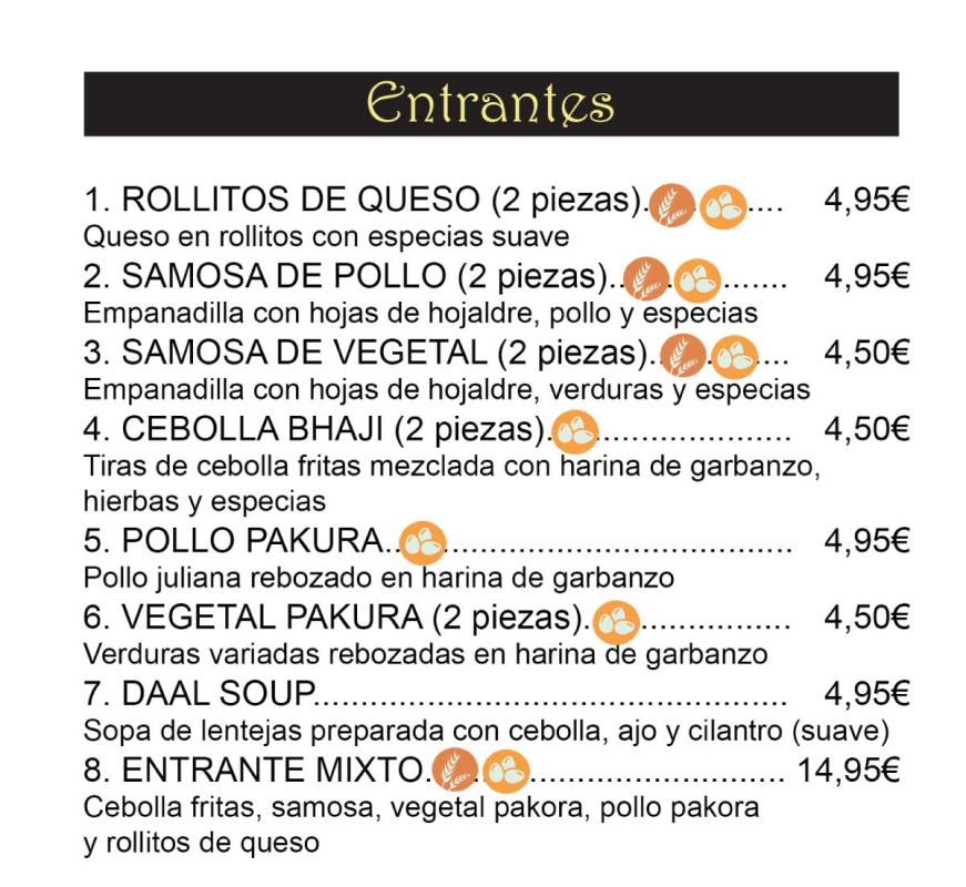 Indian Food Menu Starters - Basmati Indian Restaurant